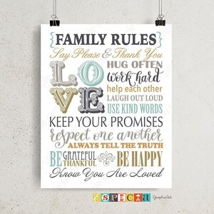 Family Rules Wall Art Printable – House Rules Poster (instant Download ...