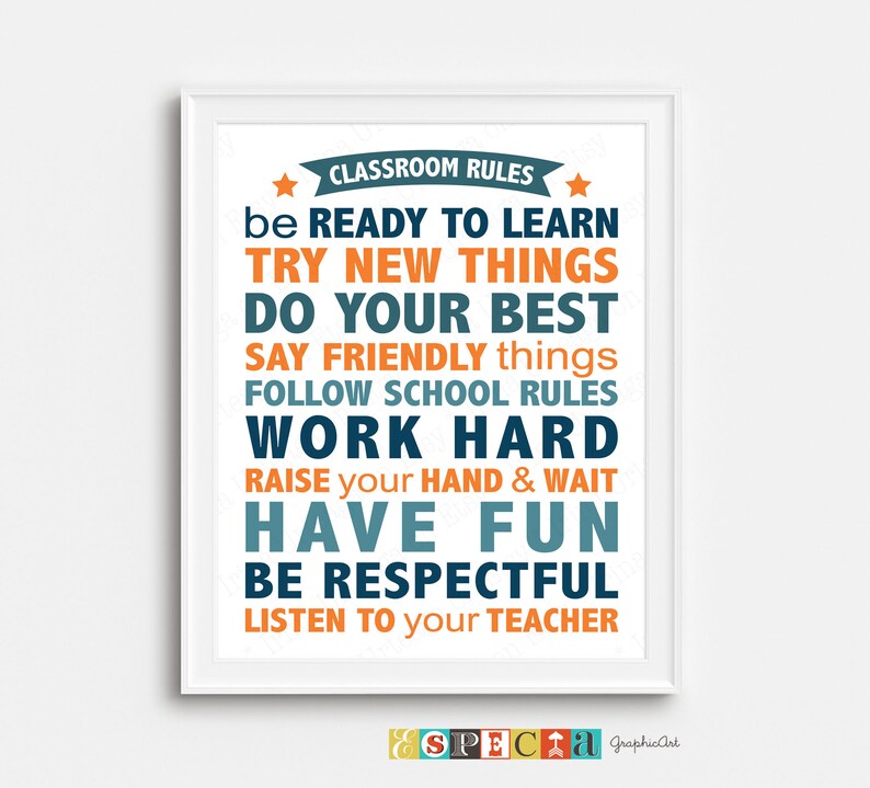 Classroom Rules Printable Poster, Teacher Printables, Digital Download ...