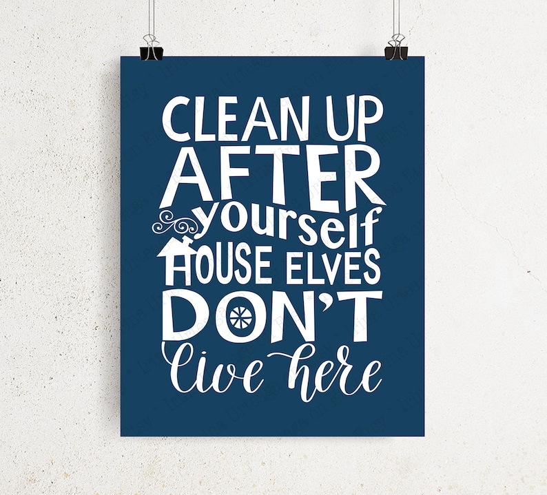 House rules sign PRINTABLE wall Art Clean up after yourself | Etsy