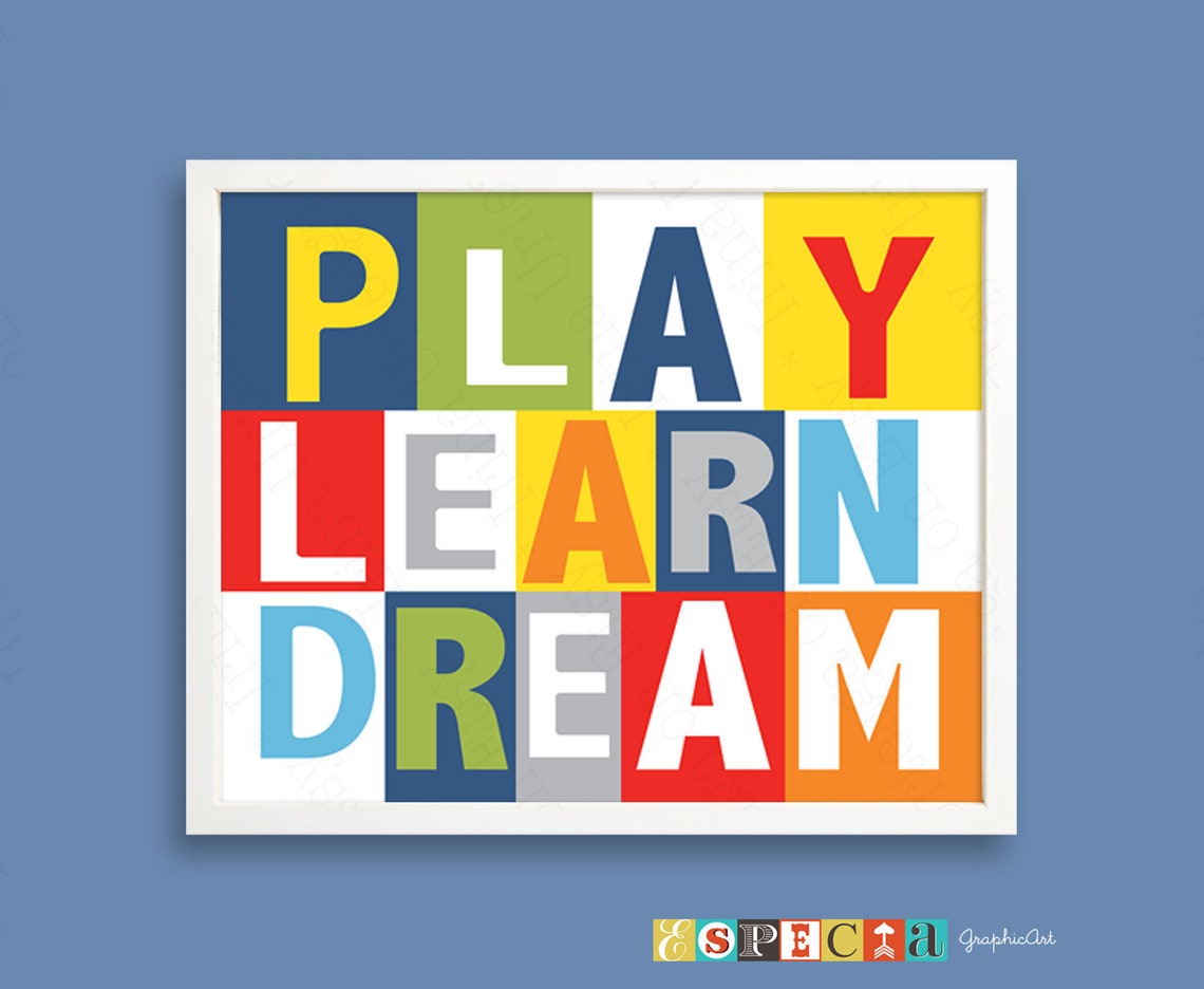 Play Learn Dream Printable Play Room Decor Wall Art for Kids - Etsy
