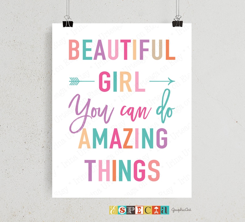 Beautiful Girl You Can Do Amazing Things PRINTABLE Poster for - Etsy