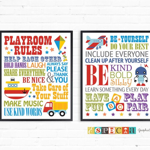 Playroom Rules PRINTABLE Wall Art 8x10 11x14 16x20 A1 Digital - Etsy