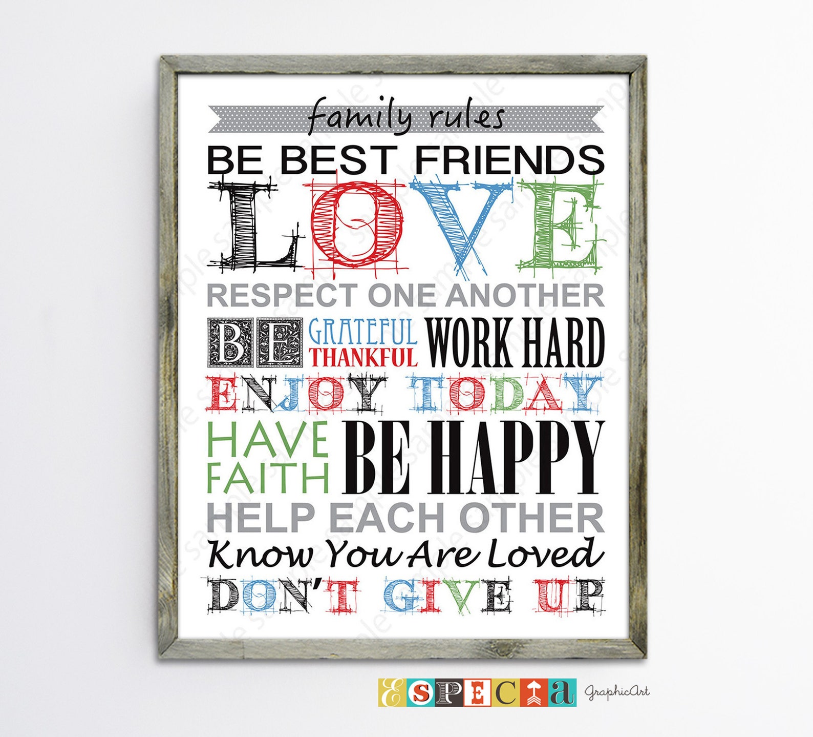 Family Rules PRINTABLE Sign, Inspirational Quotes, Don't Give up and ...