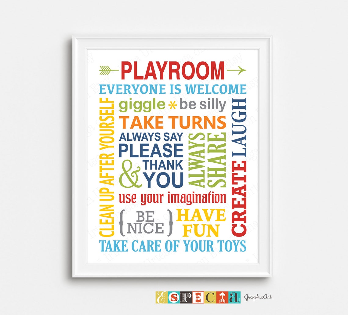 Playroom Rules Printable Wall Art for Kids Play Area Decor - Etsy