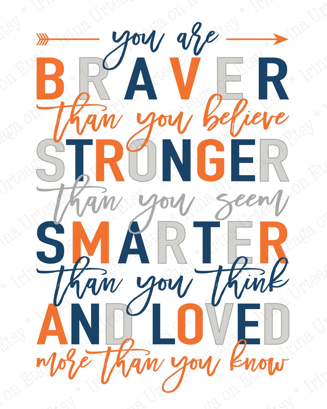 Printable Inspirational Quote You Are Braver Than You Believe | Etsy