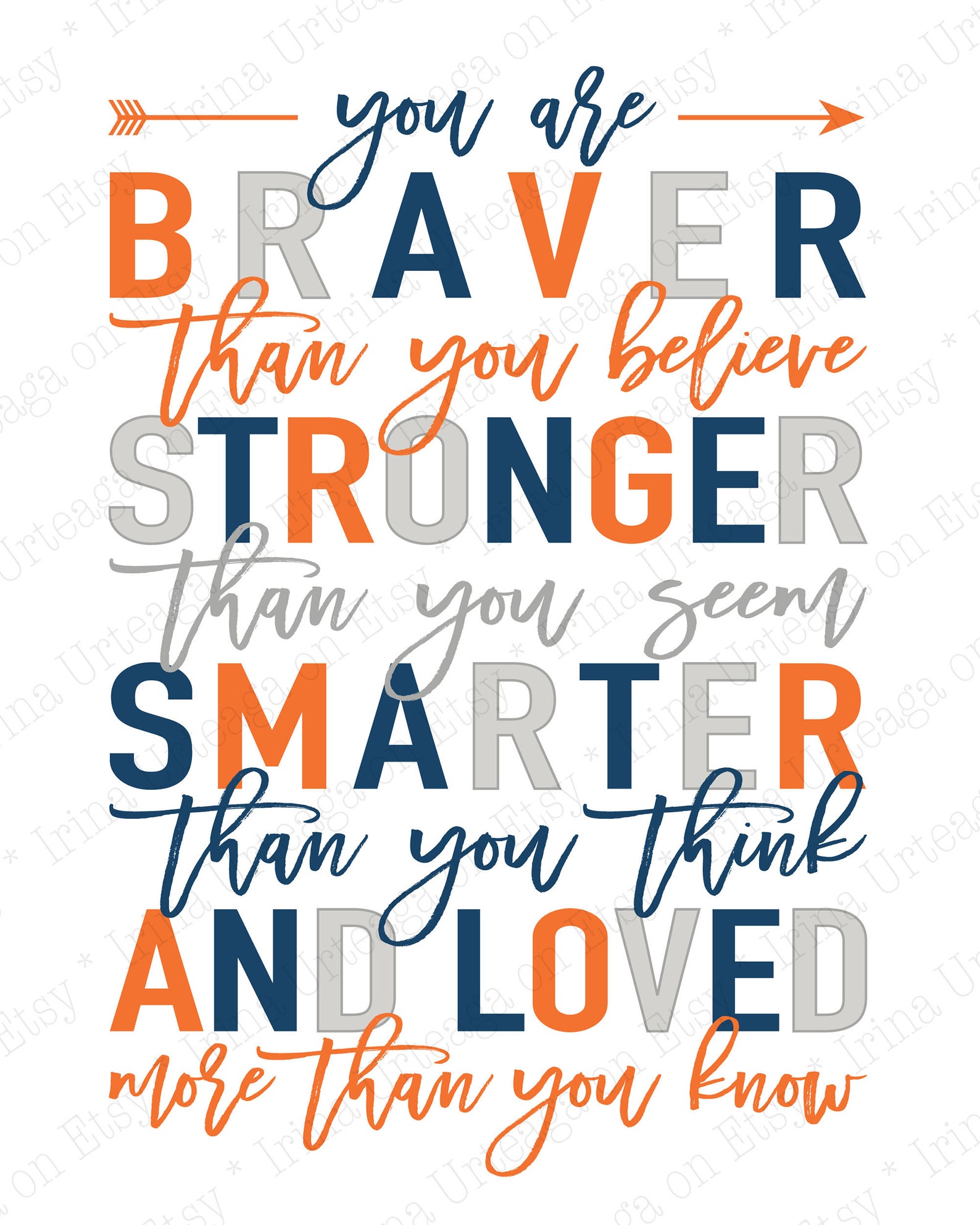 Printable Inspirational Quote You Are Braver Than You Believe | Etsy