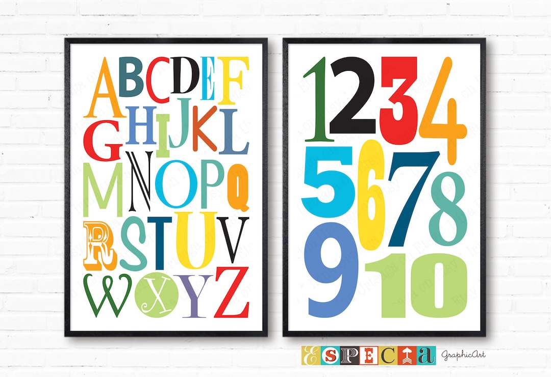 ABC Poster Printable Alphabet Wall Art, Set of 2 12x18 and 8x10 ...