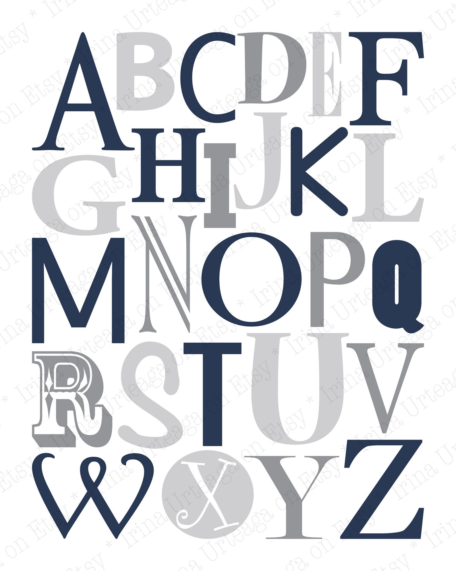 Printable Alphabet and Numbers Wall Art Set of 2 11x14 8x10 | Etsy