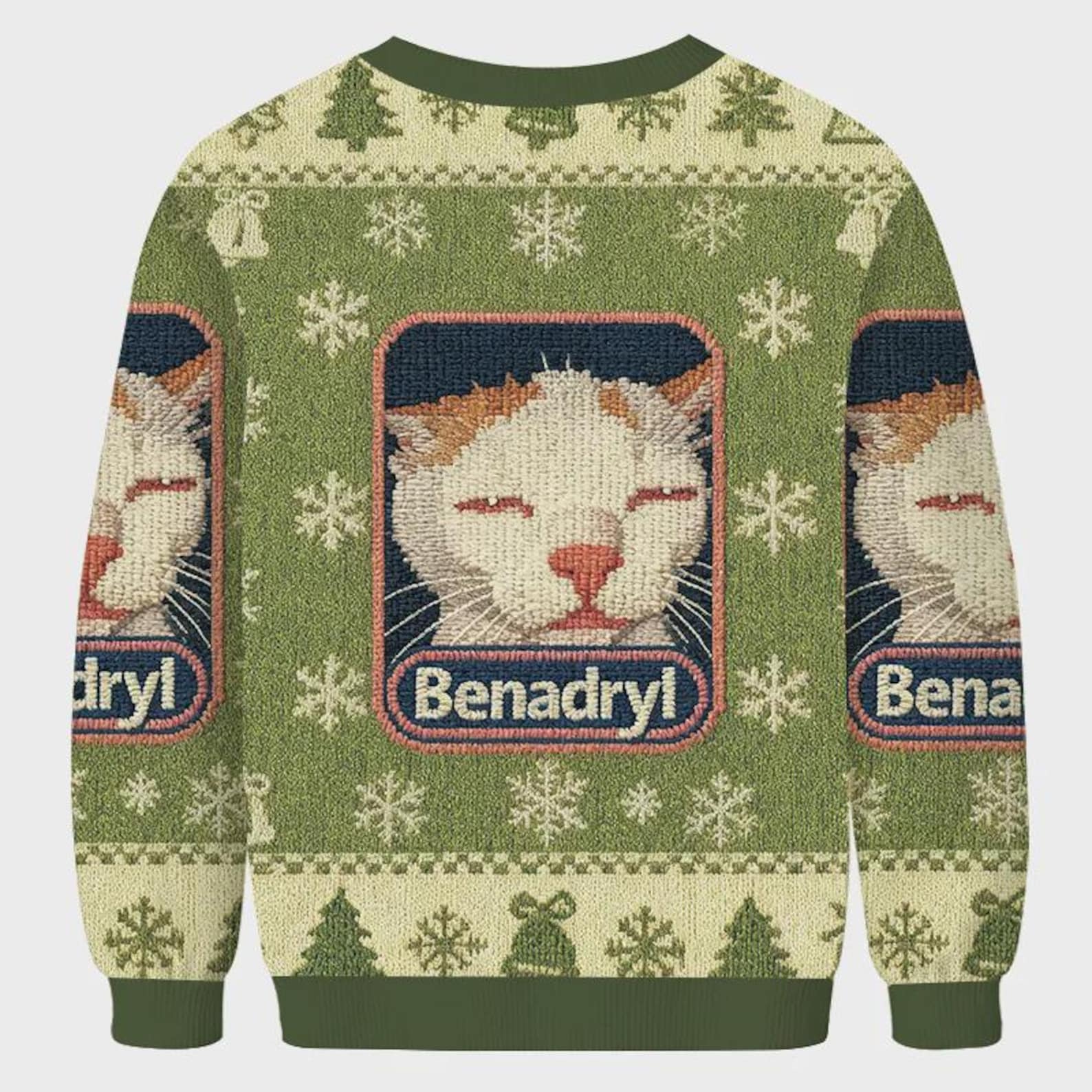 Green Benadryl Cat Meme Christmas Ugly Sweatshirt - Etsy