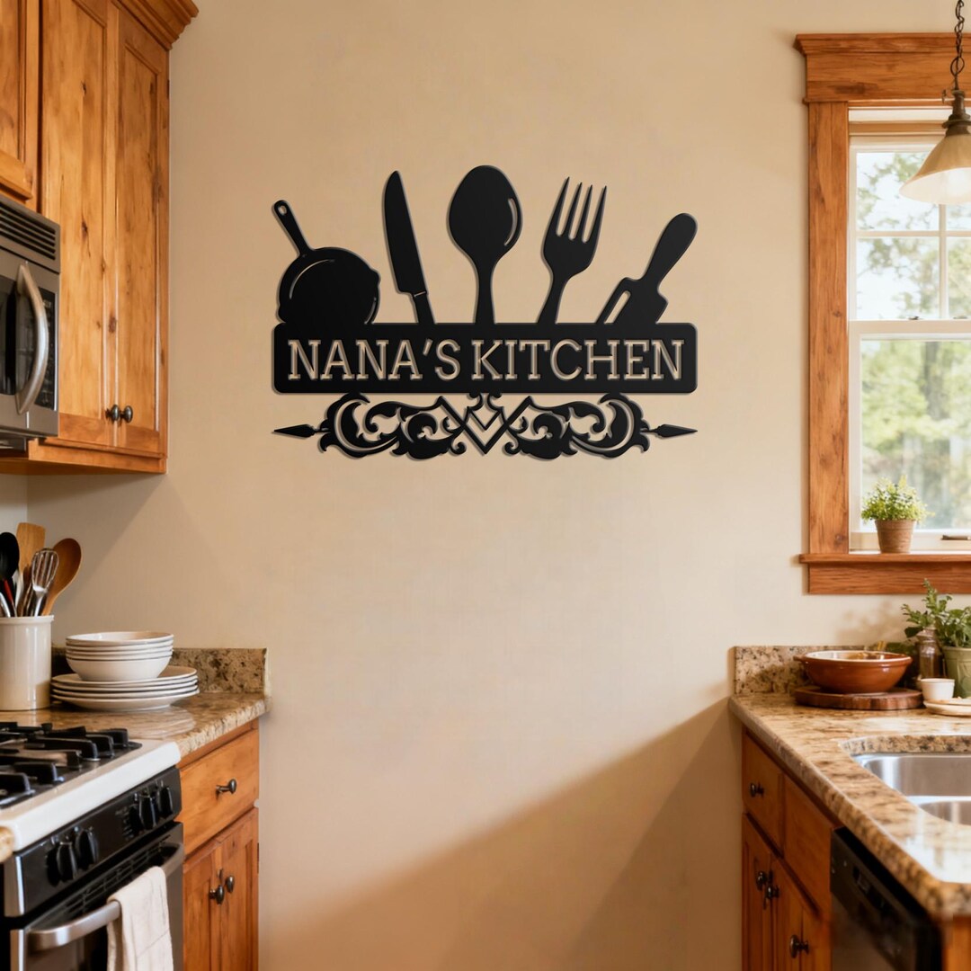 Custom Kitchen Utensil Metal Wall Sign - Kitchen Wall Decorations for ...