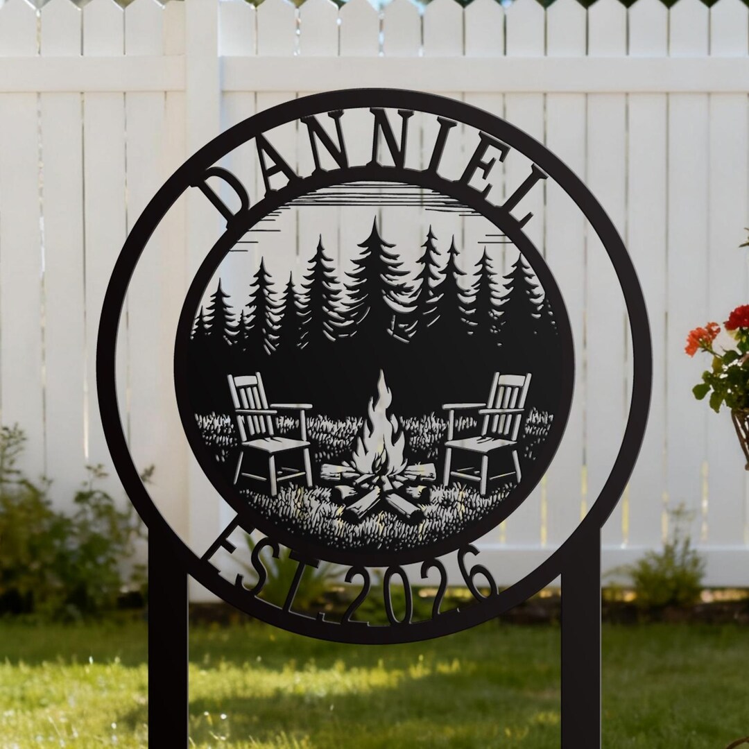 Custom Campfire Yard Stake - Personalized Camping Decor - Customized ...