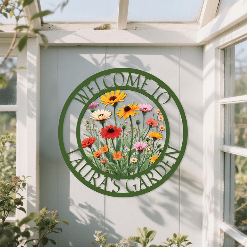 Personalized Mom's Garden Sign | Sunflower, Rose, Butterfly Metal Art ...