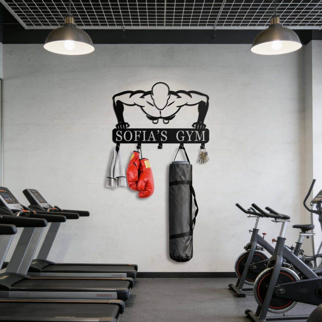 Personalized Gym Signs for Home Gym | Custom Gym Metal Key Hooks | Gym ...
