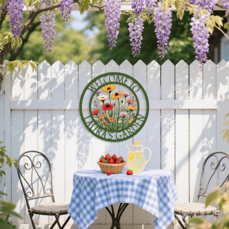 Personalized Mom's Garden Sign | Sunflower, Rose, Butterfly Metal Art ...