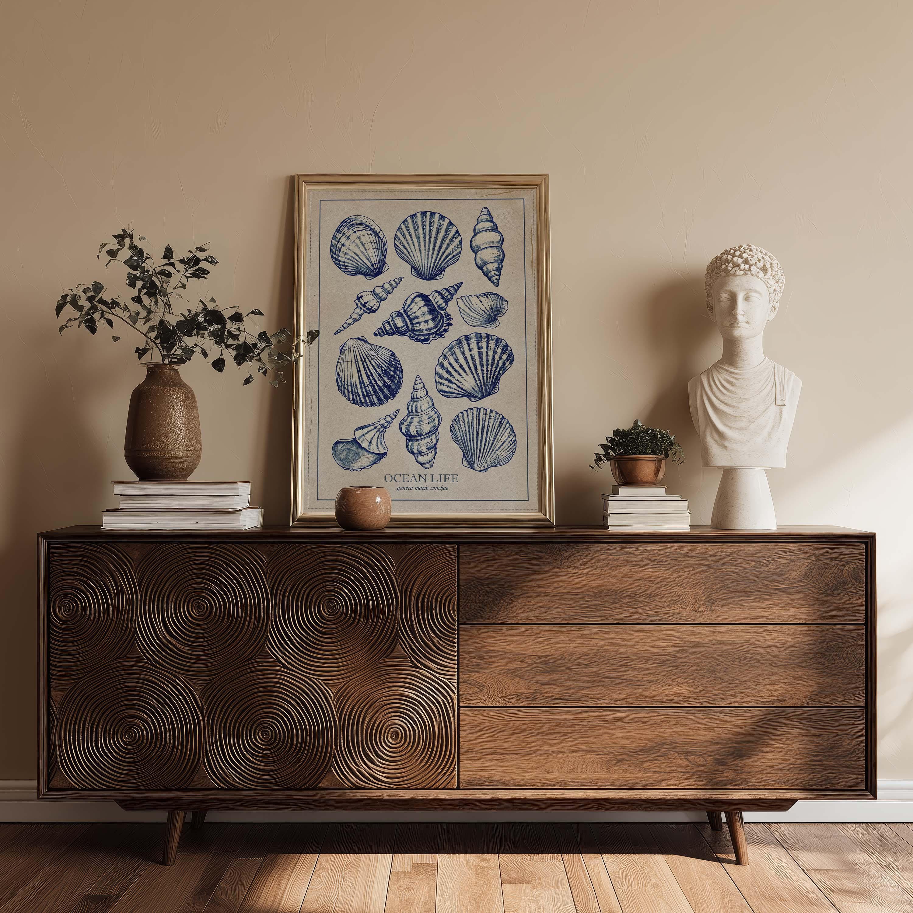 Vintage Modern Seashell Wall Art Print – Ocean Coastal Shell Poster ...