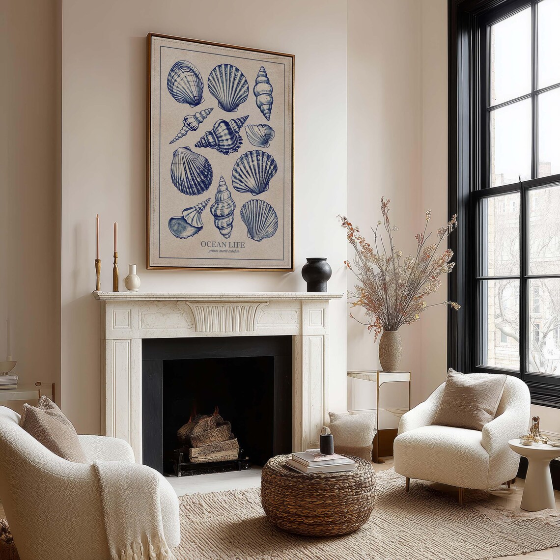 Vintage Modern Seashell Wall Art Print – Ocean Coastal Shell Poster ...