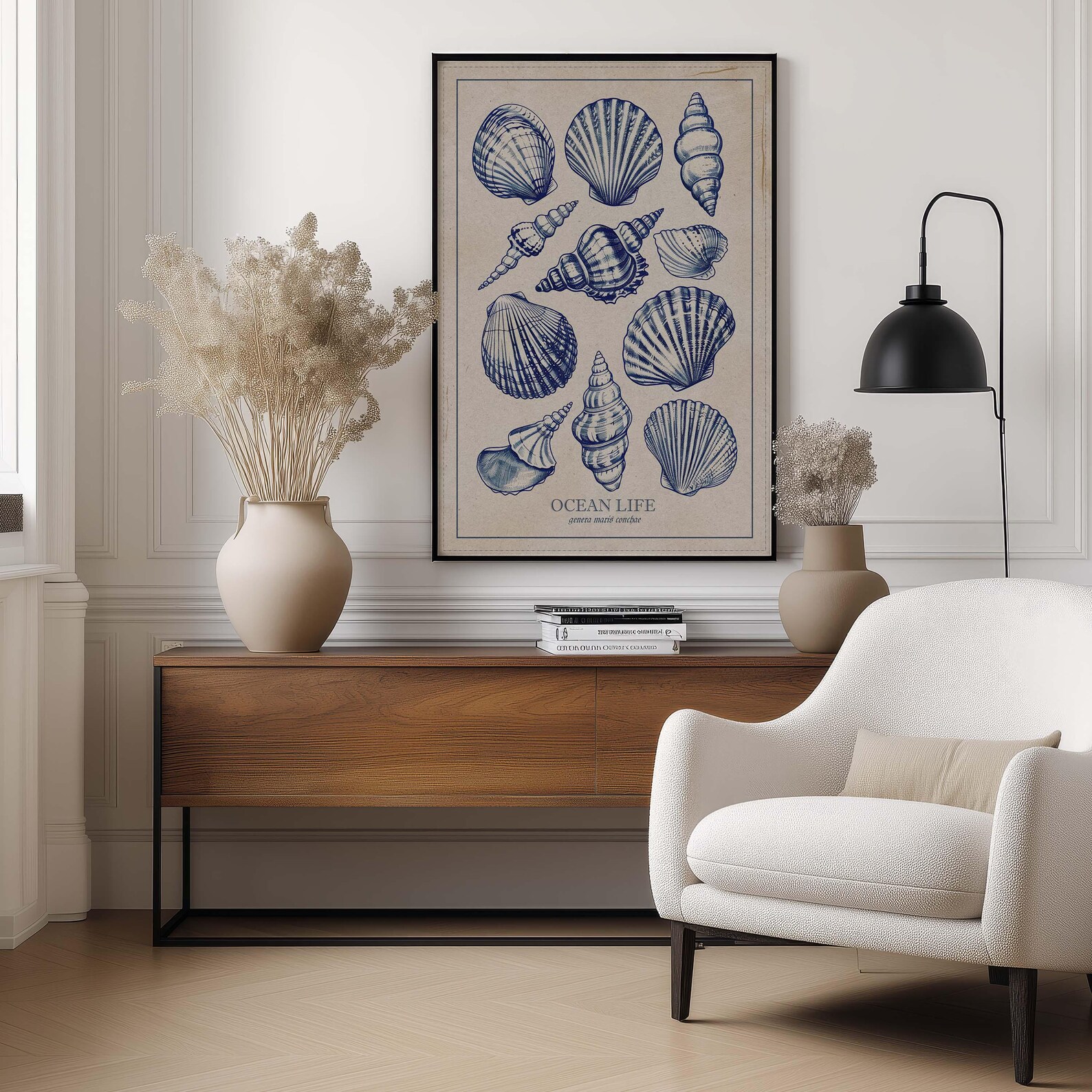 Vintage Modern Seashell Wall Art Print – Ocean Coastal Shell Poster ...