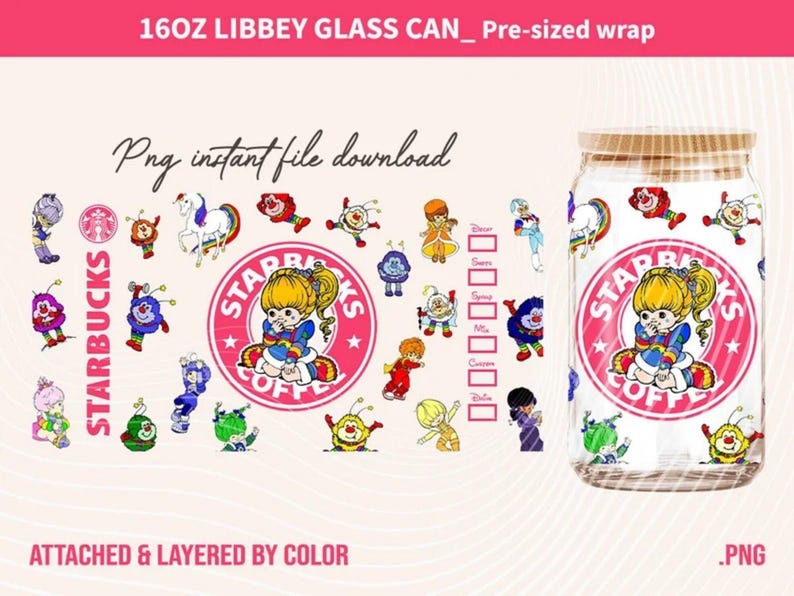 80s Strawberry Cartoon Glass Can Wrap (digital Download) - Etsy