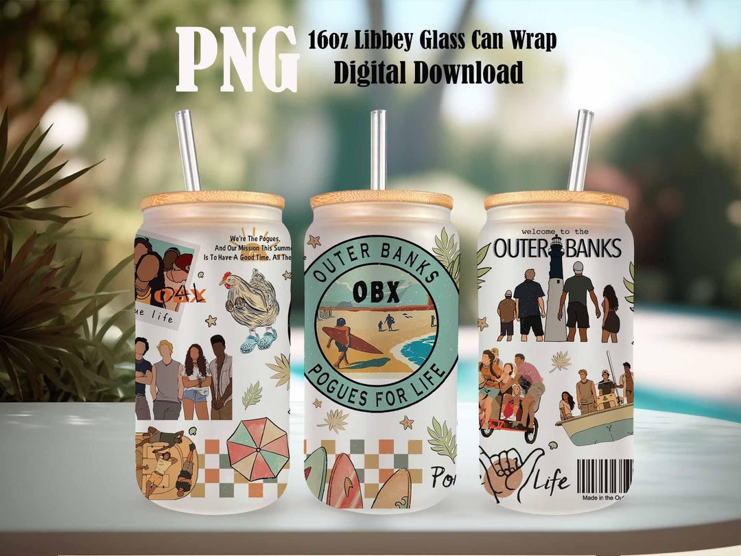 Outer Banks Pogue Life Tumbler Wrap, 16oz Libbey Can Glass, Paradise on ...