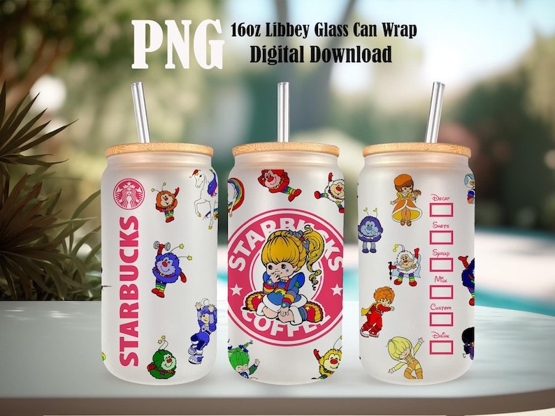 80s Strawberry Cartoon Glass Can Wrap (digital Download) - Etsy