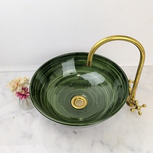 Handcrafted Ceramic Vessel Sink – Deep Emerald Green Moroccan Basin ...