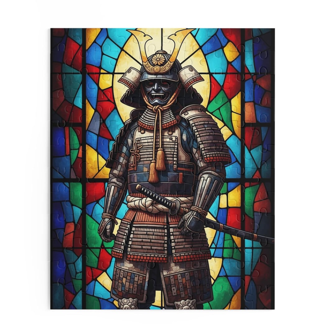 Samurai Armor Stained Glass Puzzle 500-piece | Japanese Kabuto and ...