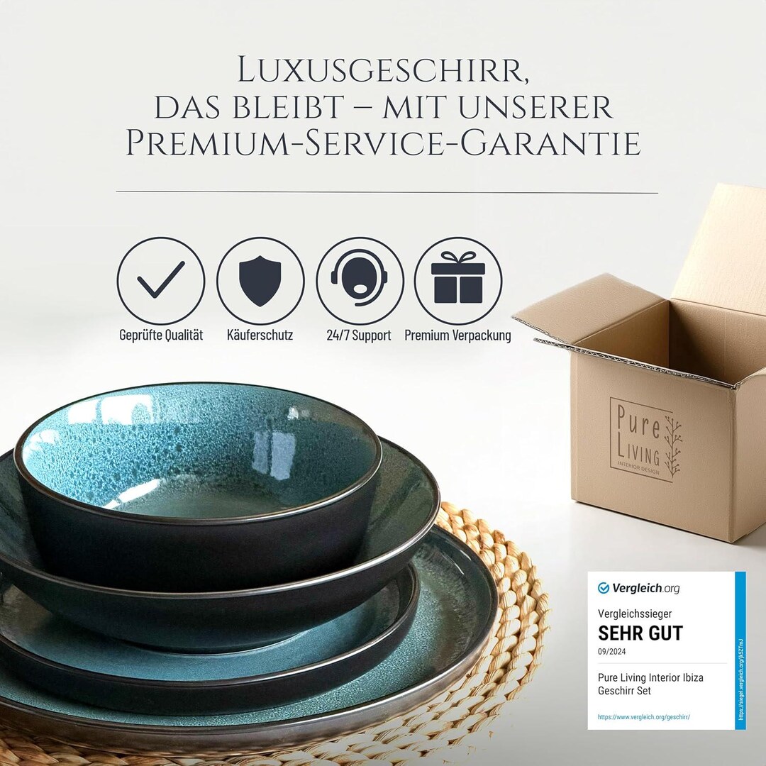 Mediterranean Dinnerware Set Ibiza – Stoneware Dinner Service, 24 ...