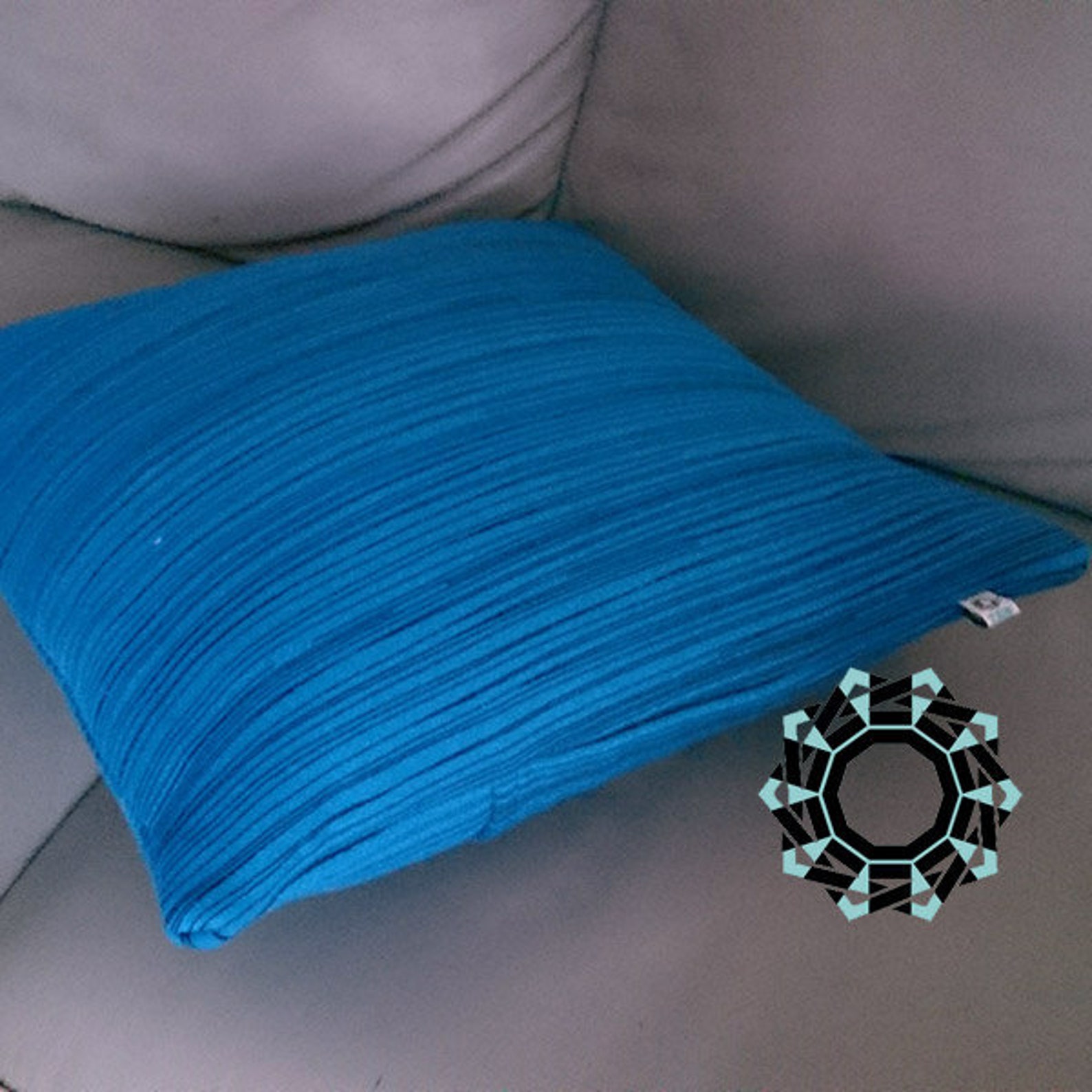 Blue Cushion Printed With a Stripes Pattern, Living Room Pillow, Home ...