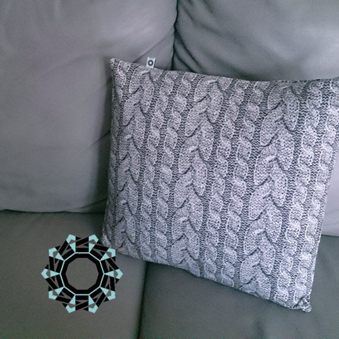 Gray Cushion Printed With a Knitted Stitch Pattern Living - Etsy