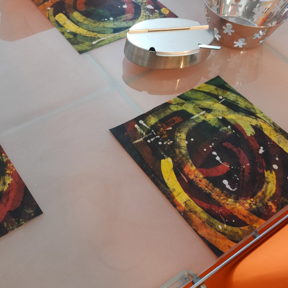 Batik, Painting, Textil Table Decoration, Ooak Handmade Textile, Unique ...