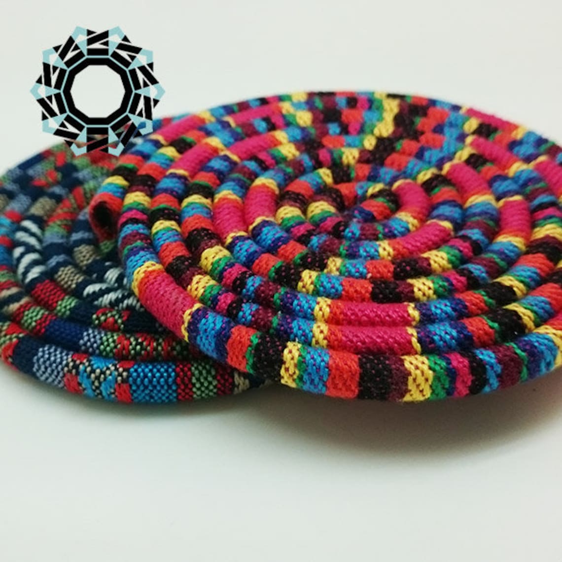 Round Colorful Textile Drink Coaster Ooak Handmade Textile - Etsy