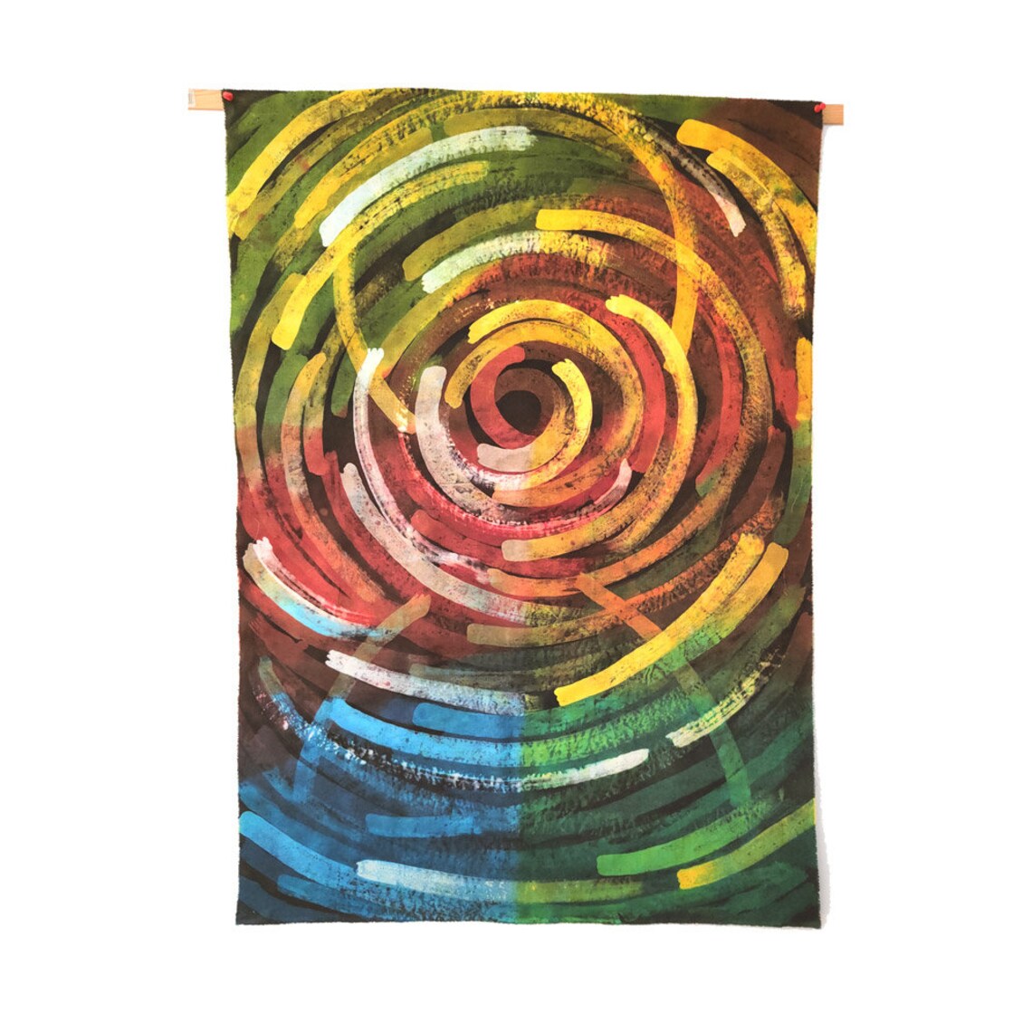 Batik, Painting, Textil Wall Decoration, Ooak Handmade Textile Mandala ...
