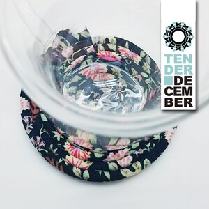 Round Black Textile Drink Coaster, Ooak Handmade Textile Coaster ...