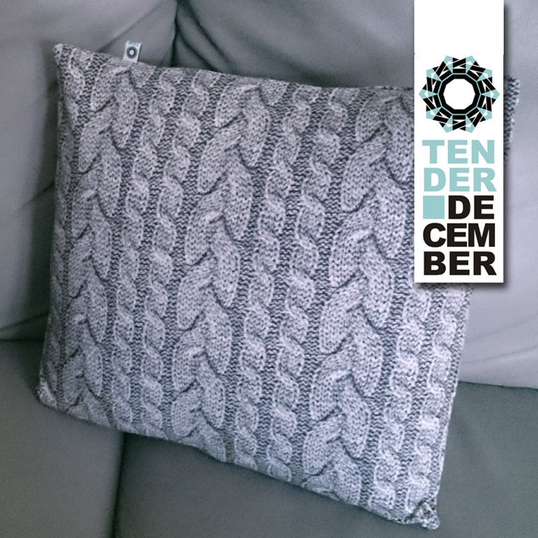 Gray Cushion Printed With a Knitted Stitch Pattern, Living Room Pillow ...