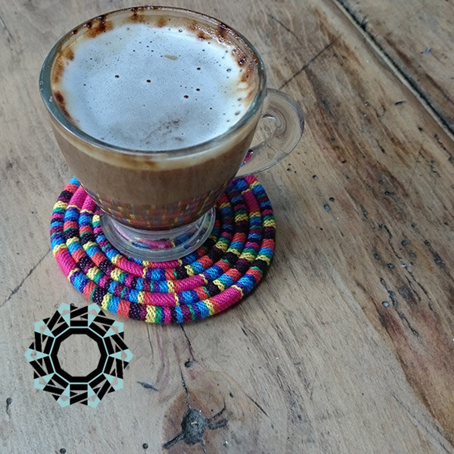 Round Colorful Textile Drink Coaster Ooak Handmade Textile - Etsy