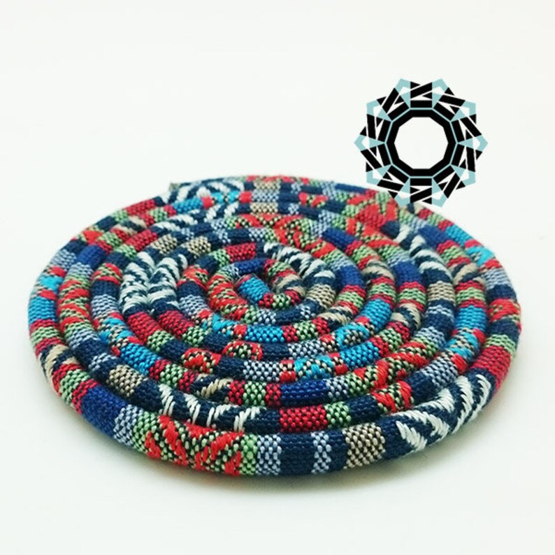 Round Blue Textile Drink Coaster, Ooak Handmade Textile Coaster, Unique ...