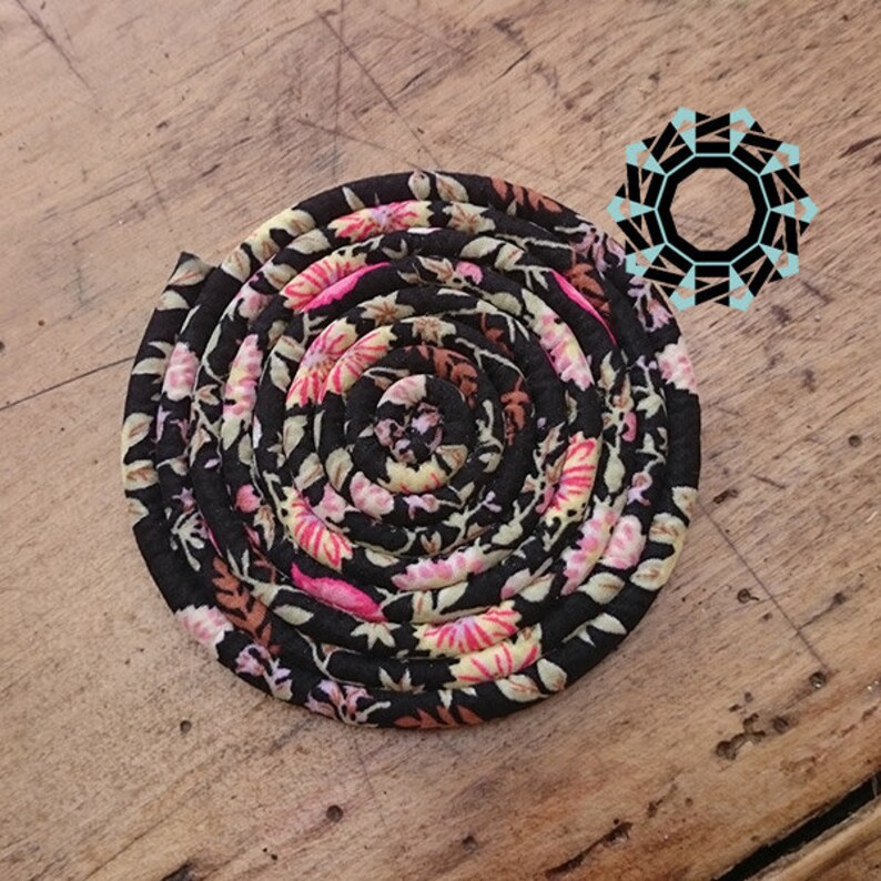 Round Black Textile Drink Coaster, Ooak Handmade Textile Coaster ...