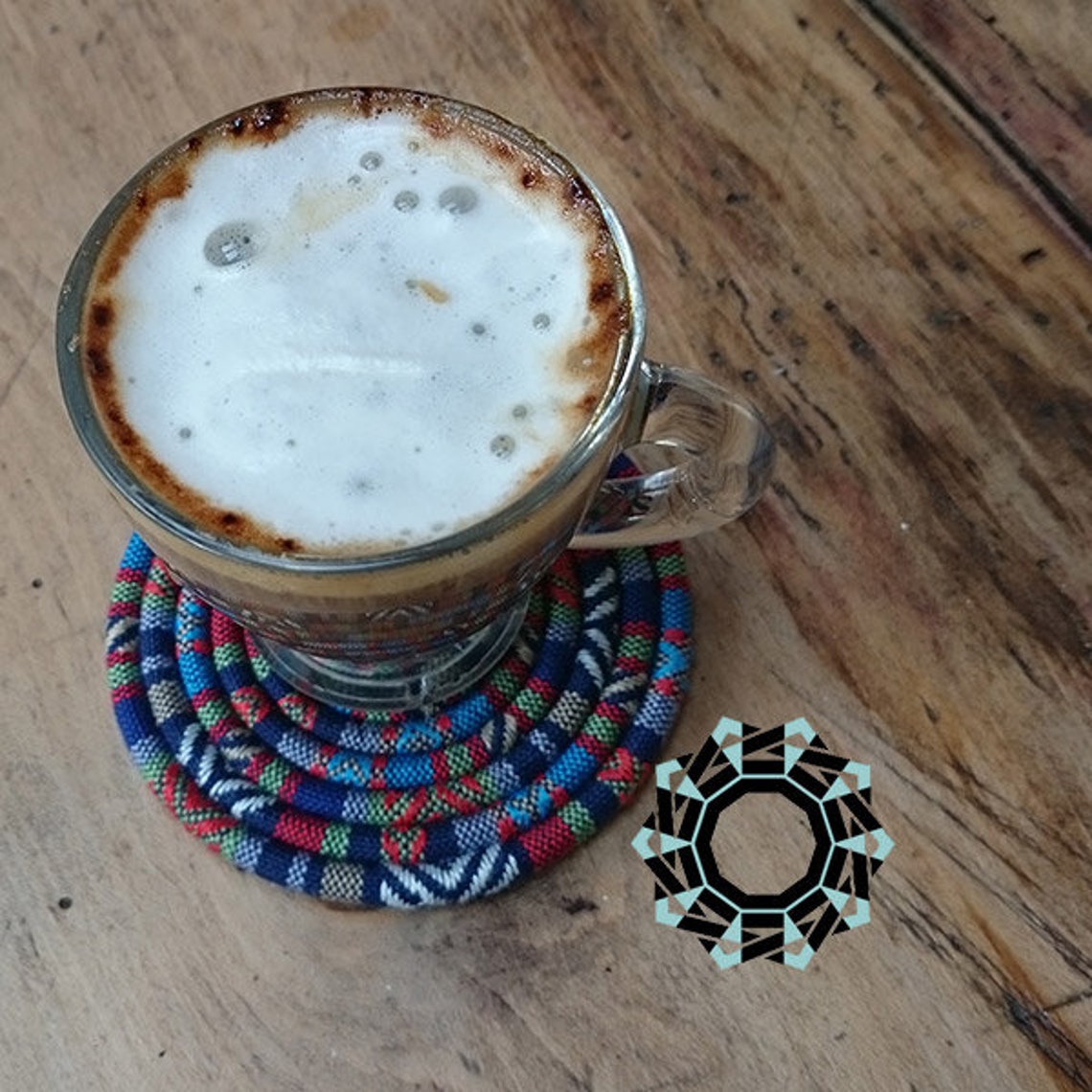 Round Blue Textile Drink Coaster Ooak Handmade Textile - Etsy