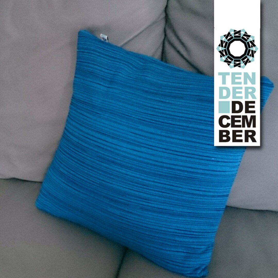 Blue Cushion Printed With a Stripes Pattern, Living Room Pillow, Home ...