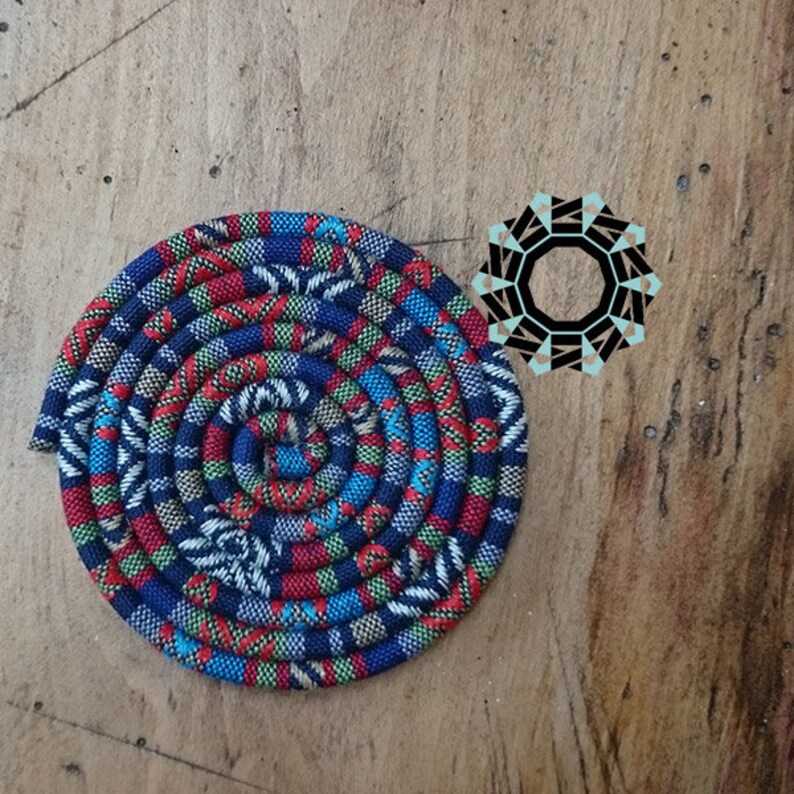 Round Blue Textile Drink Coaster, Ooak Handmade Textile Coaster, Unique ...
