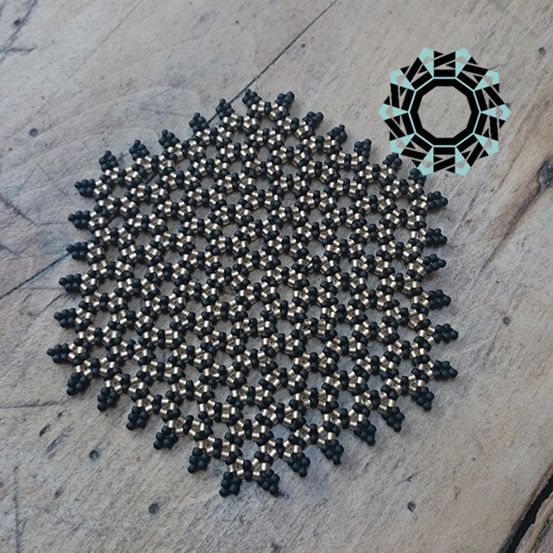 Drink Coaster, Beaded Glass Mat, Hexagonal Black and Gold Coaster ...
