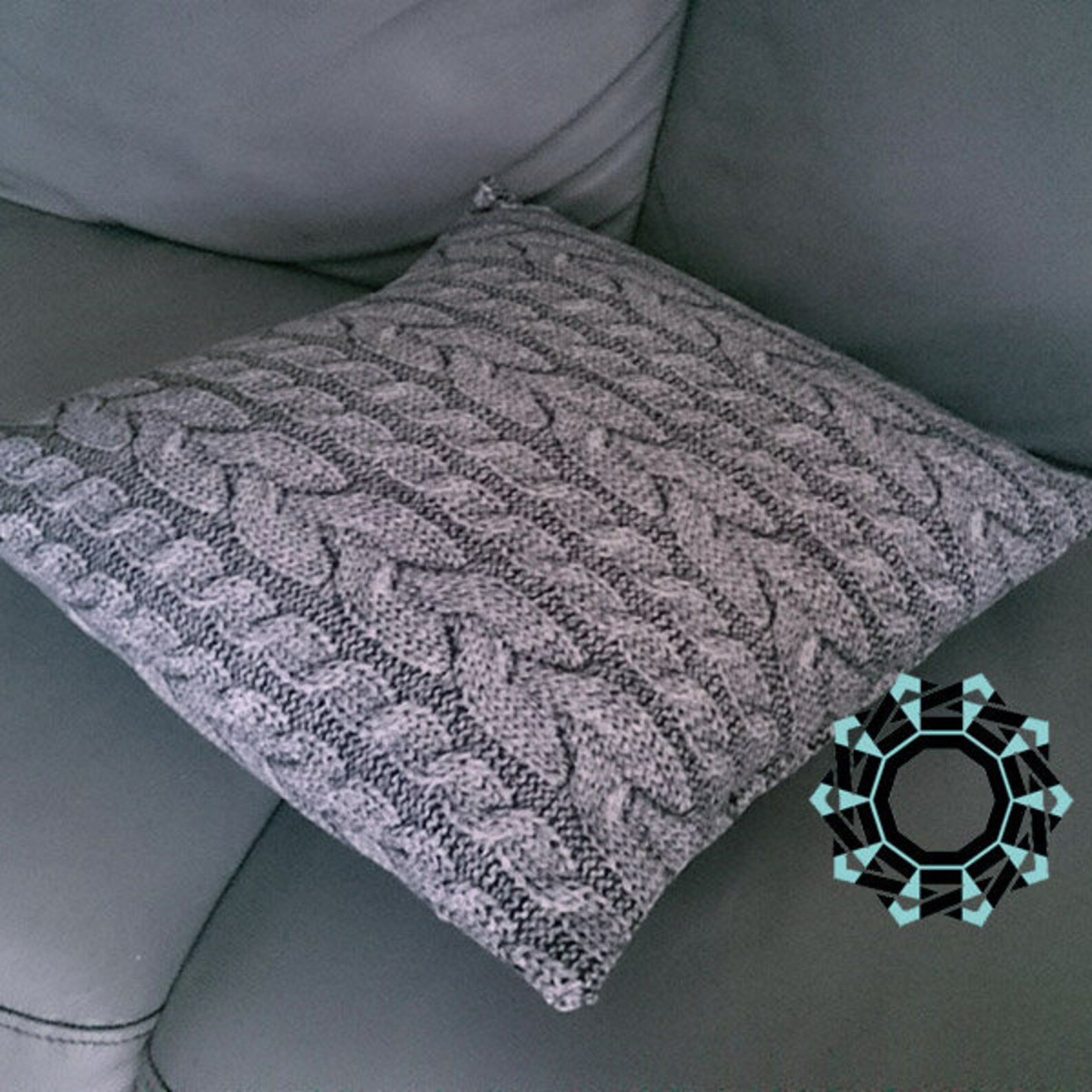 Gray Cushion Printed With a Knitted Stitch Pattern, Living Room Pillow ...