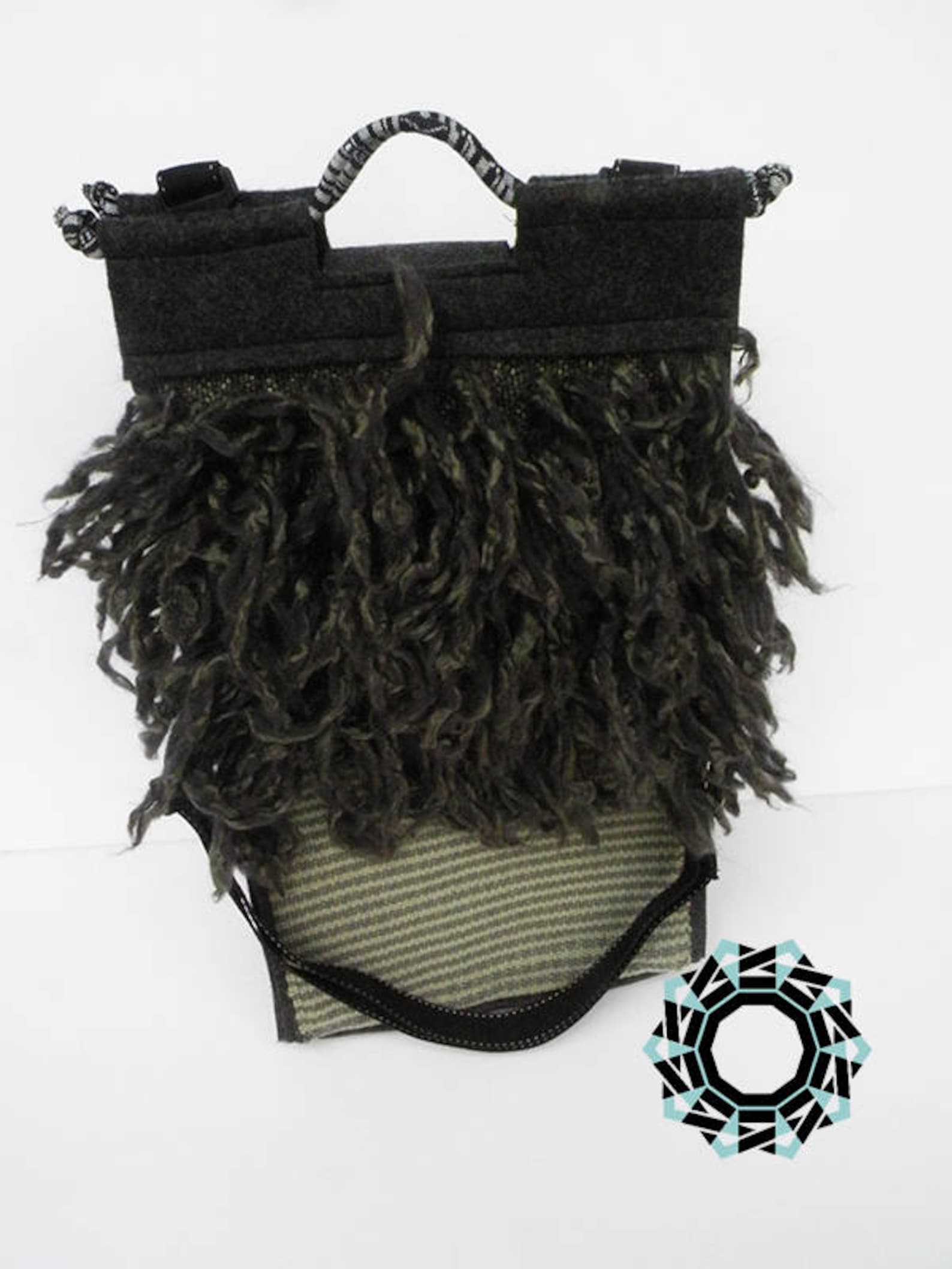 OOAK Gray Felt Backpack, Fluffy Handwoven Bag for Woman, Felt Sholder ...