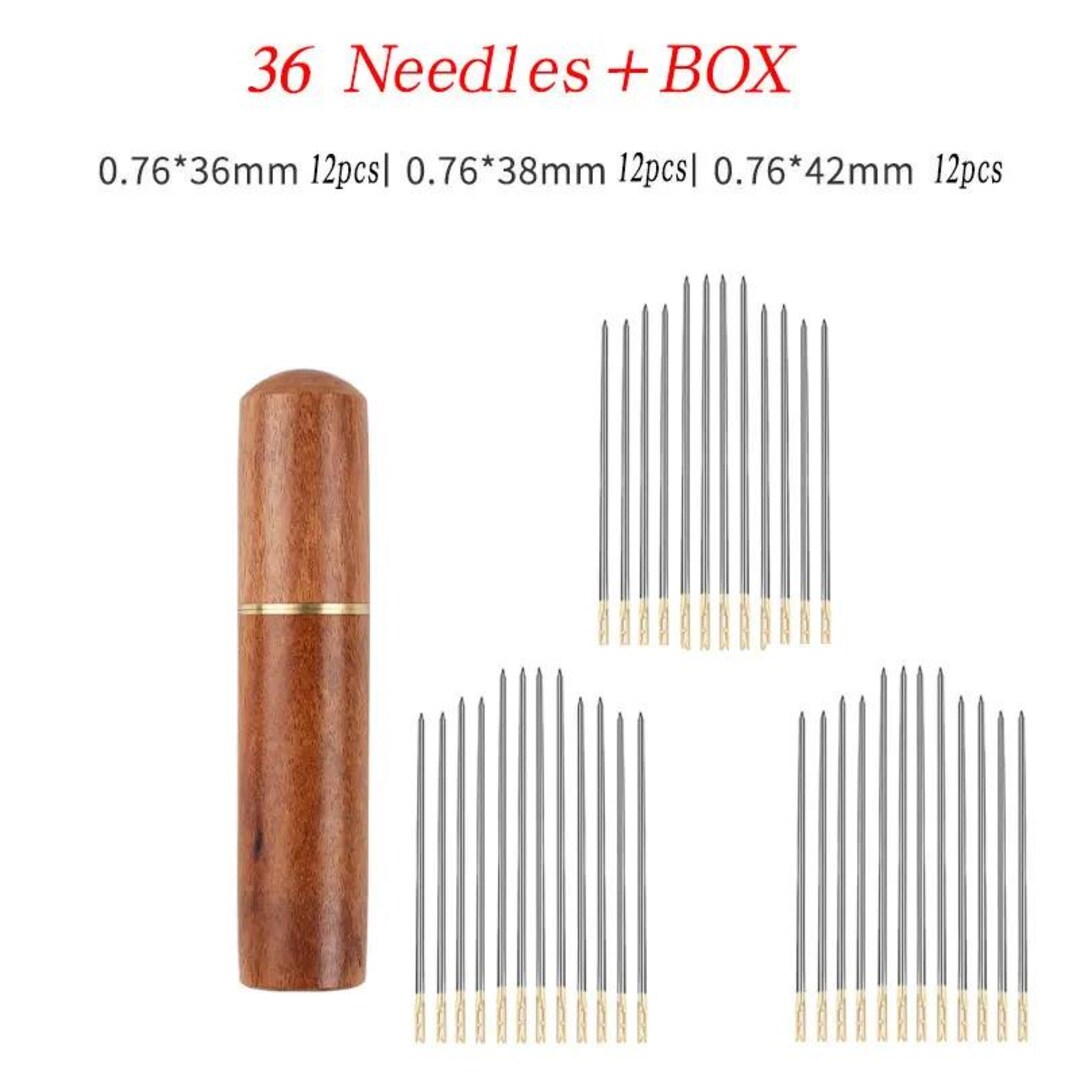 Self-threading Sewing Needles With Wooden Storage (12/36 Pcs) - Etsy