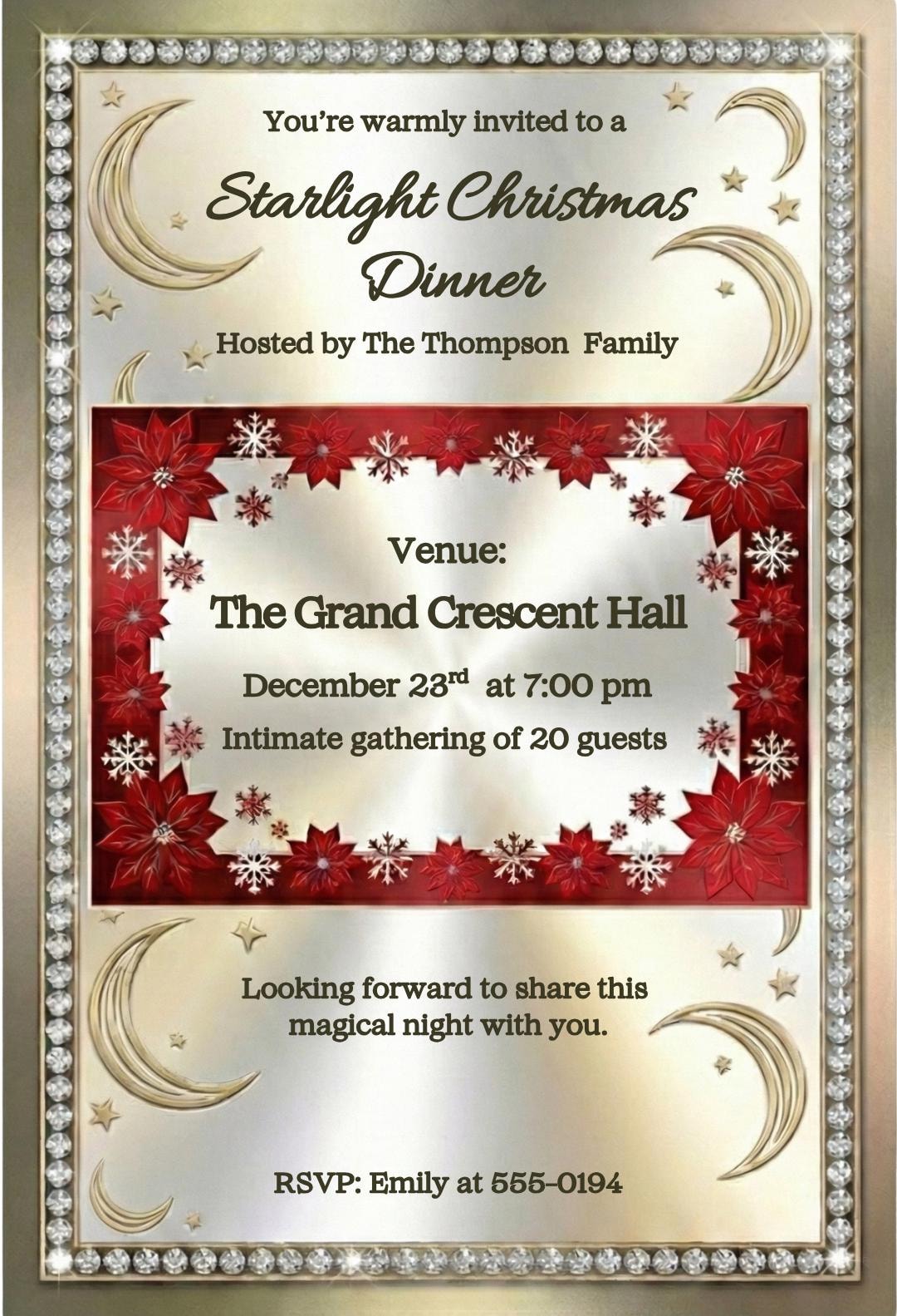 Starlight Christmas Dinner Invitation Template, Elegant Holiday Evite ...