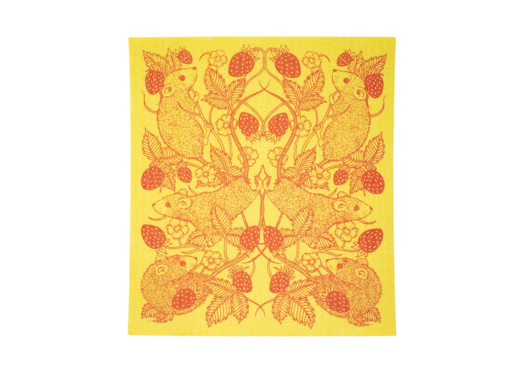 Mice and Strawberries Swedish Dish Cloth Sponge - Etsy