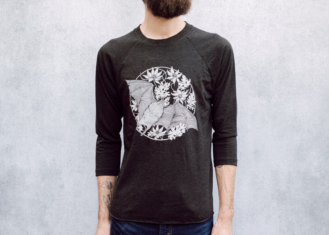 Vampire Bat Unisex Screen Print Baseball Tee | Etsy