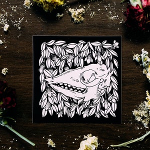 Black and White Skull and Botanical Vinyl Punk Sticker Six Pack - Etsy