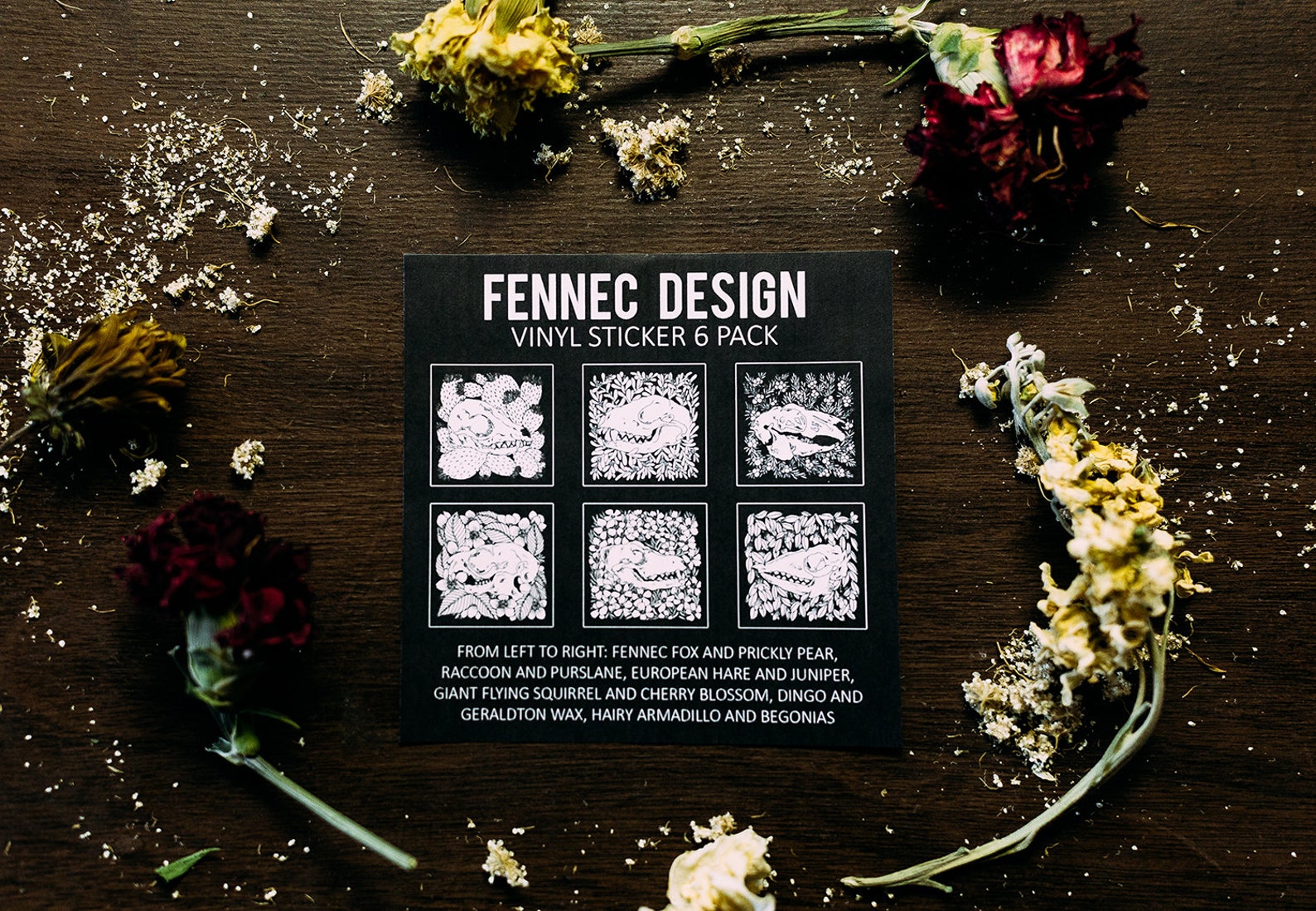 Black and White Skull and Botanical Vinyl Punk Sticker Six Pack - Etsy