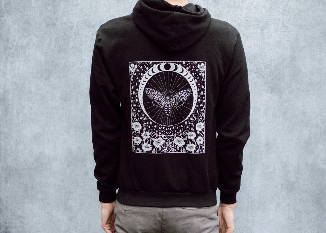 Nouveau Death's Head Moth and Moon Fleece Hoodie | Etsy